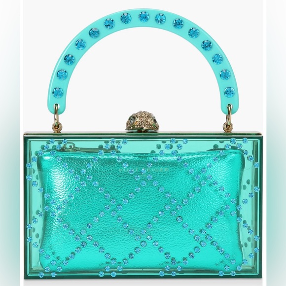 Kurt Geiger | Bags | Kurt Geiger Teal Quilt Box Clutch Bag | Poshmark